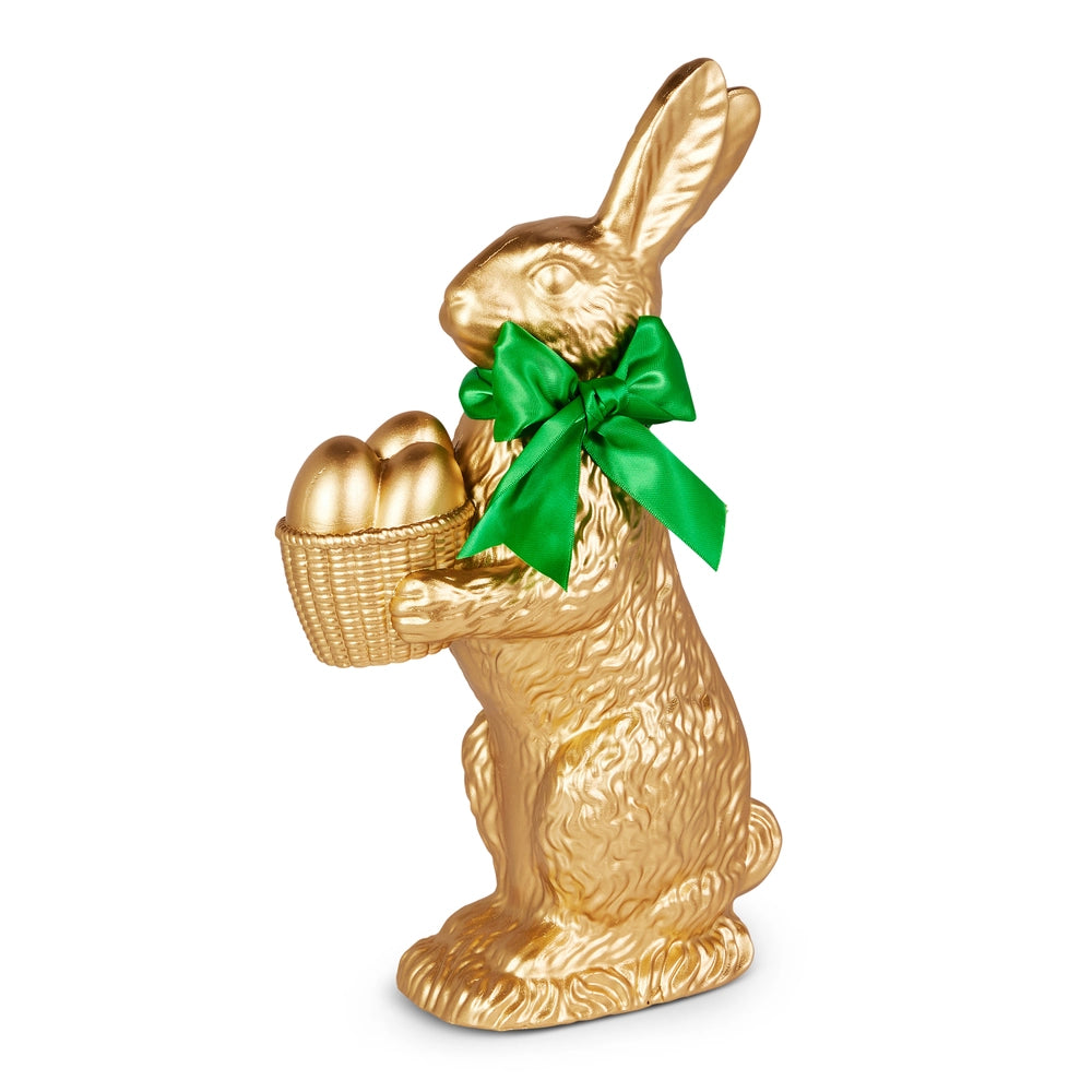 14” Gold Easter Bunny w/ Egg Basket – Youre Invited Too/ dba The Iron Place