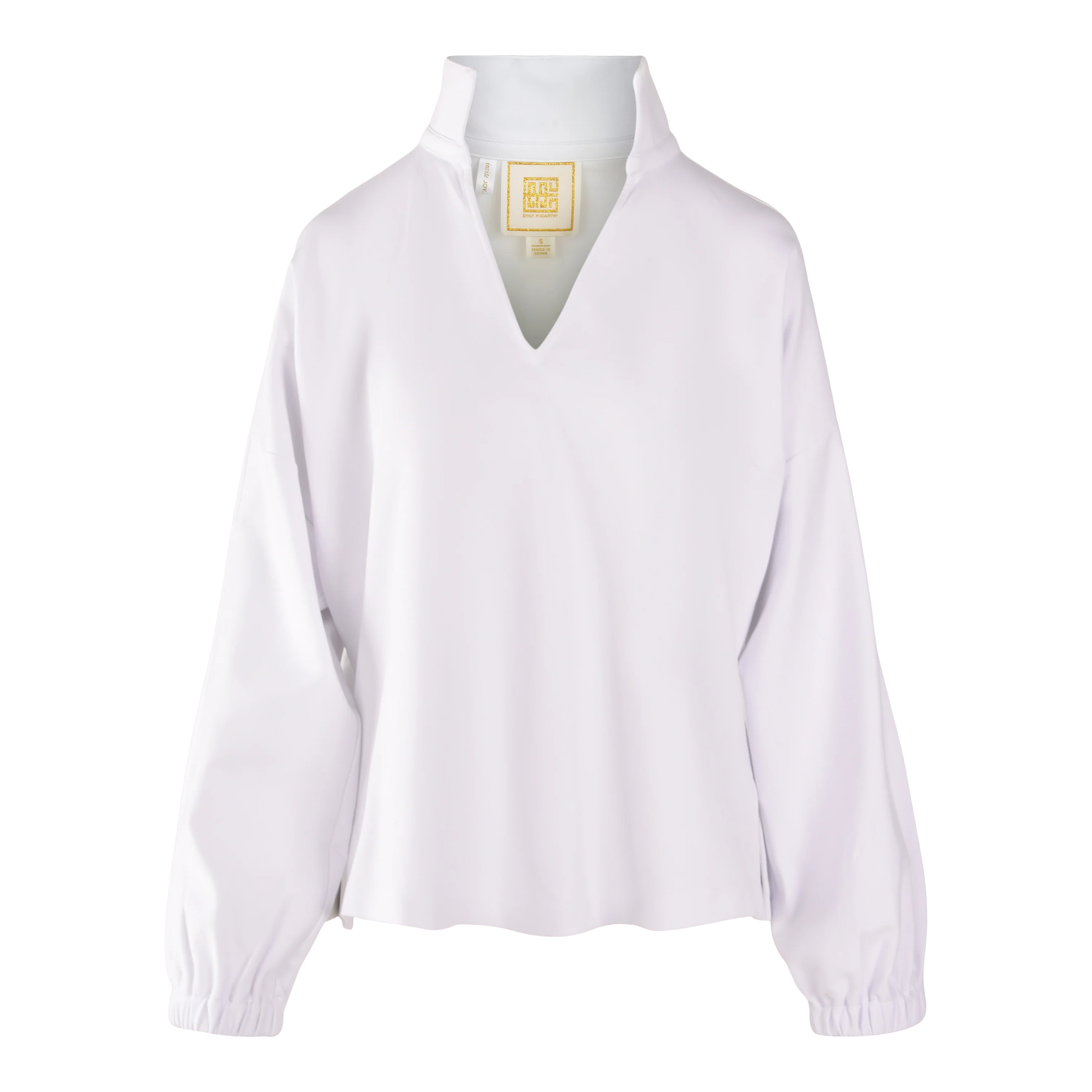 Poppy Pop Over Top in White Ponte – Youre Invited Too/ dba The Iron Place
